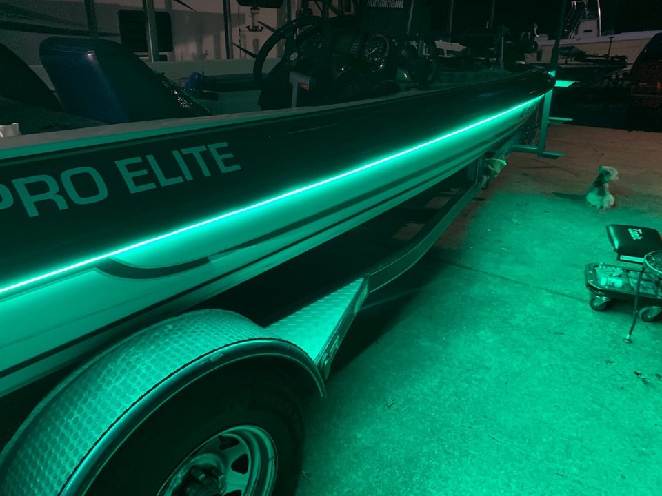 Bass Boat LEDs, Duck Boat LEDs, Green Submersible IP68 Rub Rail LED ...