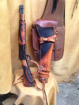 Leather Gunstock Cover Forearm Ranch Hand Mares Leg Holster Henry Rossi ...