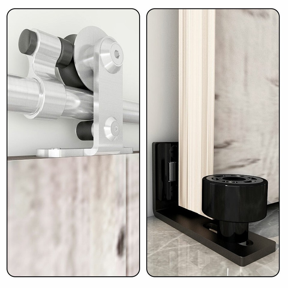 Sliding Barn Door Hardware Kit Track Adjustable Floor Guide,Stainless ...