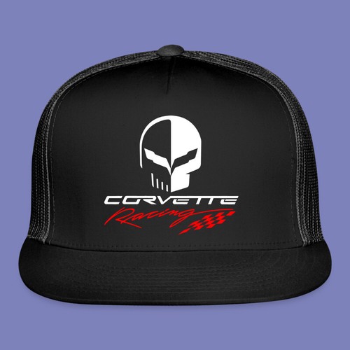 Corvette Racing Jake Scull Skull Logo Black Adjustable Trucker Hat ...