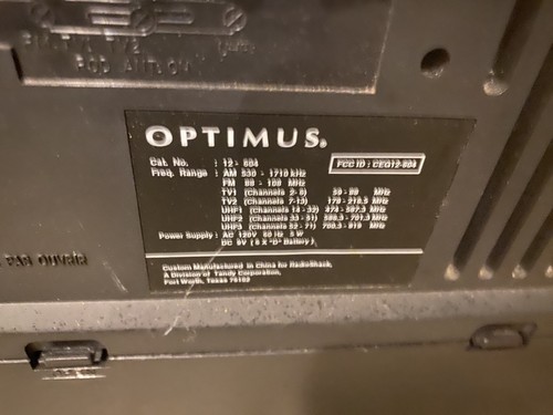 Optimus Radio 12-603 AM/FM Extended Range Receiver Portable High ...