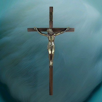 VTG INRI Wood & Brass/Bronze Crucifix Wall Cross – Catholic Christian ...