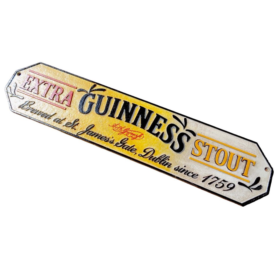 Retro Guinness Sign Cast Iron Plaque Irish Bar Pub Man Cave Large 53cm ...