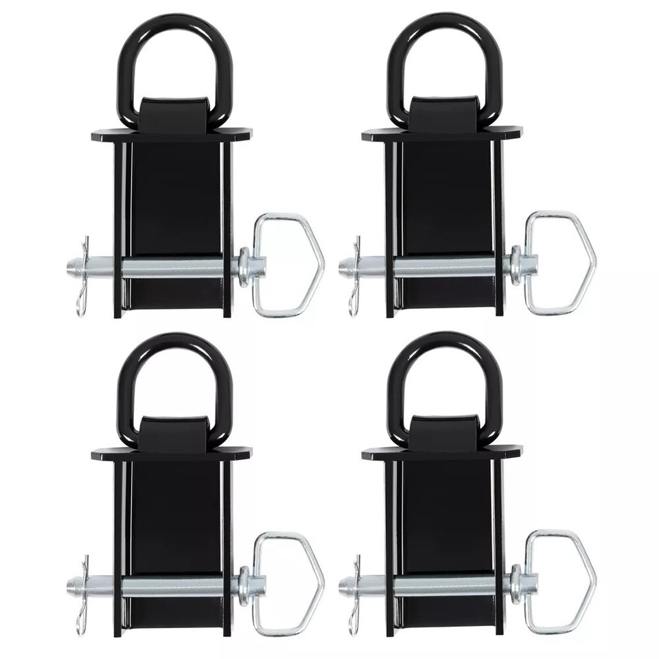 4PCS Heavy Duty 12000 Lbs Removable D-Ring Stake Pocket Powder Coated ...