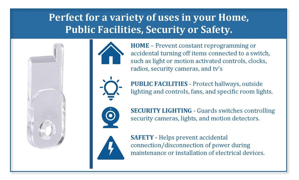 6PK Clear Toggle Switch Cover Guard Keep Light Switch ON Off protects ...