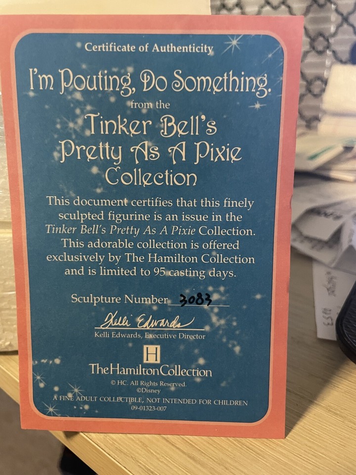 RARE-The Hamilton Collection Disney Tinker Bell lm Pouting Figurine ...