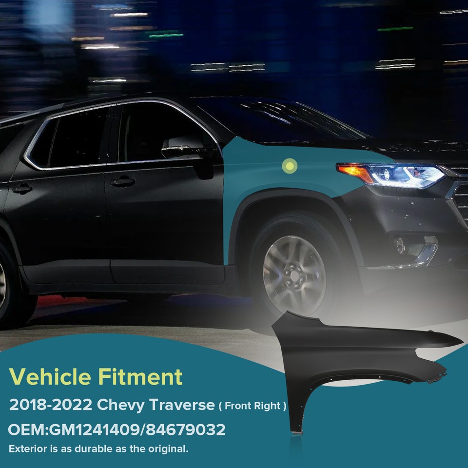 Fender For 2018-2022 Chevy Traverse Front Passenger Side Steel Primed ...