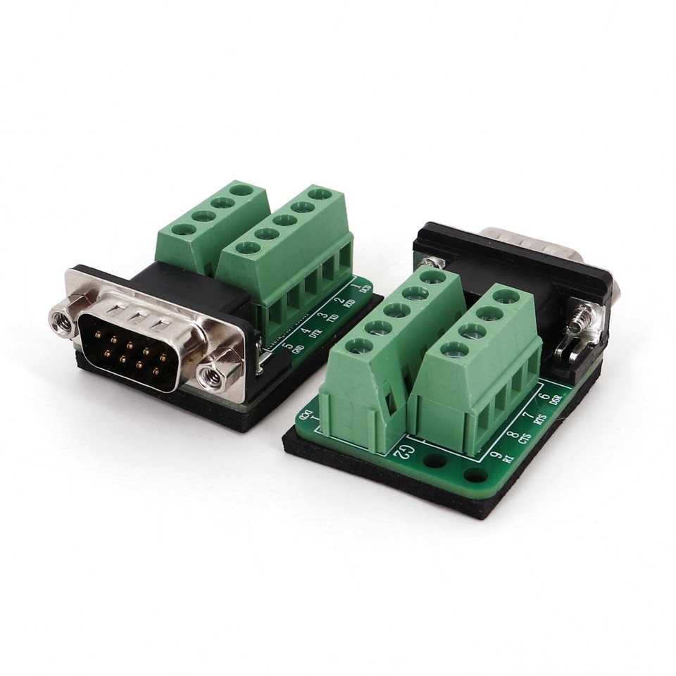 10Pcs DB9 Male Nut 9Pin Plug Breakout Terminals Solderless Connector ...