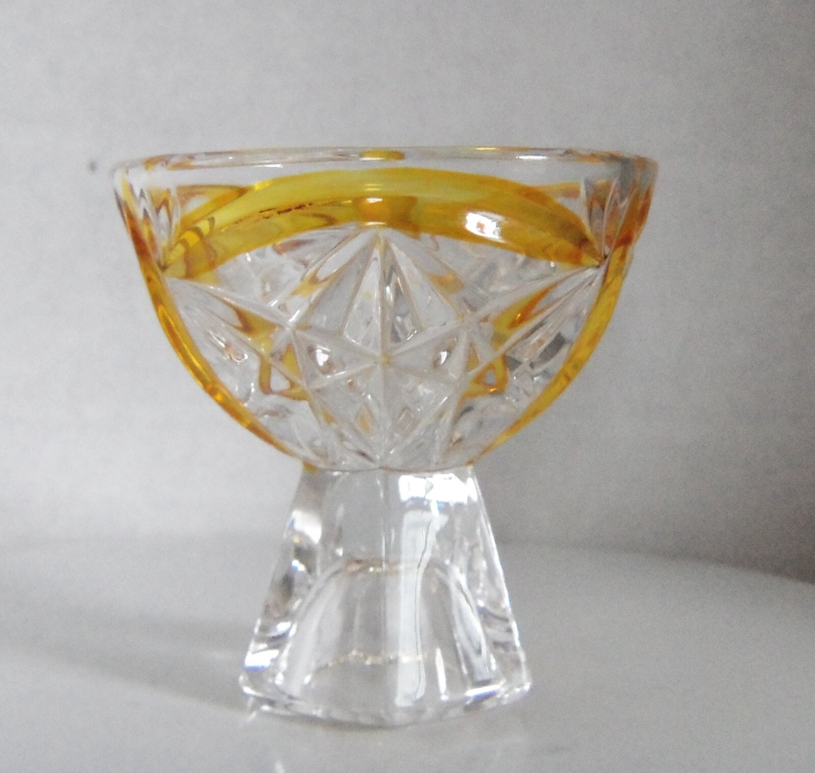 EAPG Master Pedestal SALT DIP w/Star Design & Amber Staining | eBay