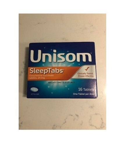 Unisom SleepTabs Nighttime Sleep-Aid 16 Tablets 25mg Doxylamine Sodium ...