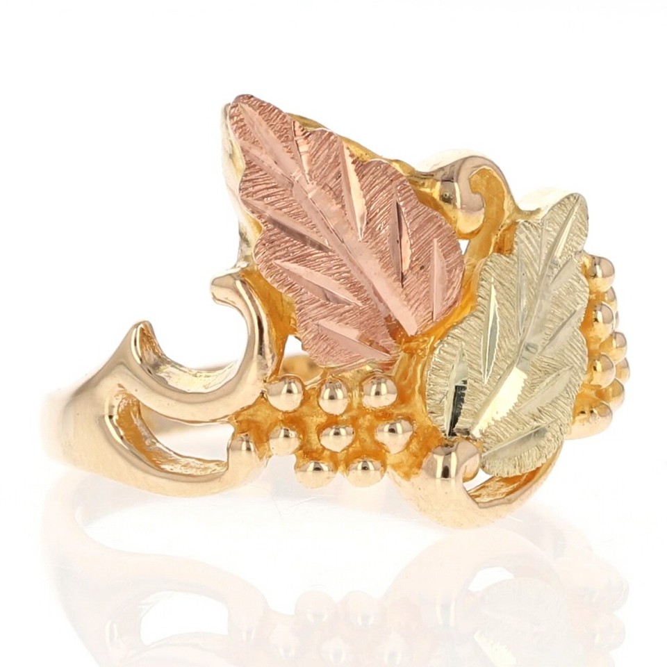 Black Hills Gold Leaves & Grapes Ring 10k Multi-Tone Gold 4.25 Grams ...