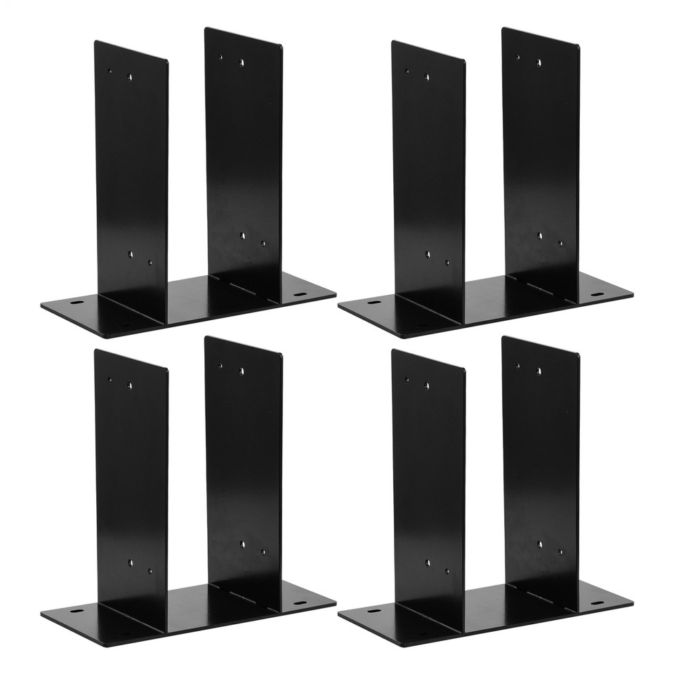 2-4pcs 4X 4in Deck Post Base Heavy Duty Steel Black Railing Post ...