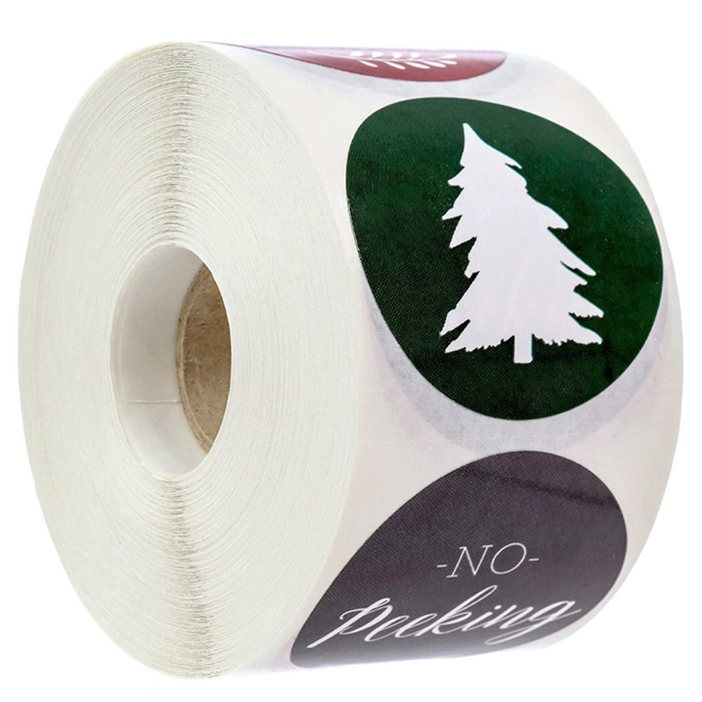 1 Roll 1 Inch Christmas Wrapping Bag Sealing Sticker Holiday Label ...