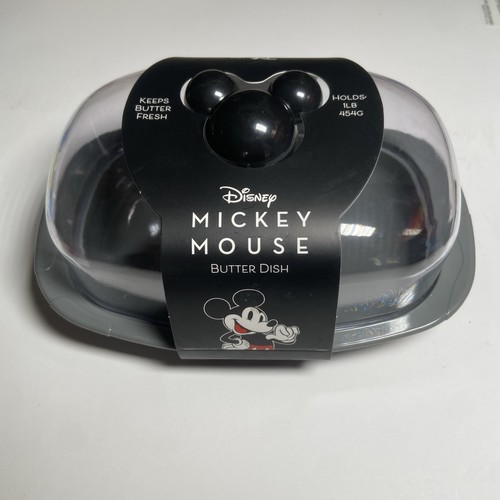 Disney Mickey Mouse Butter Dish Clear Lid & Grey Plastic Base 4.5x7x3 ...
