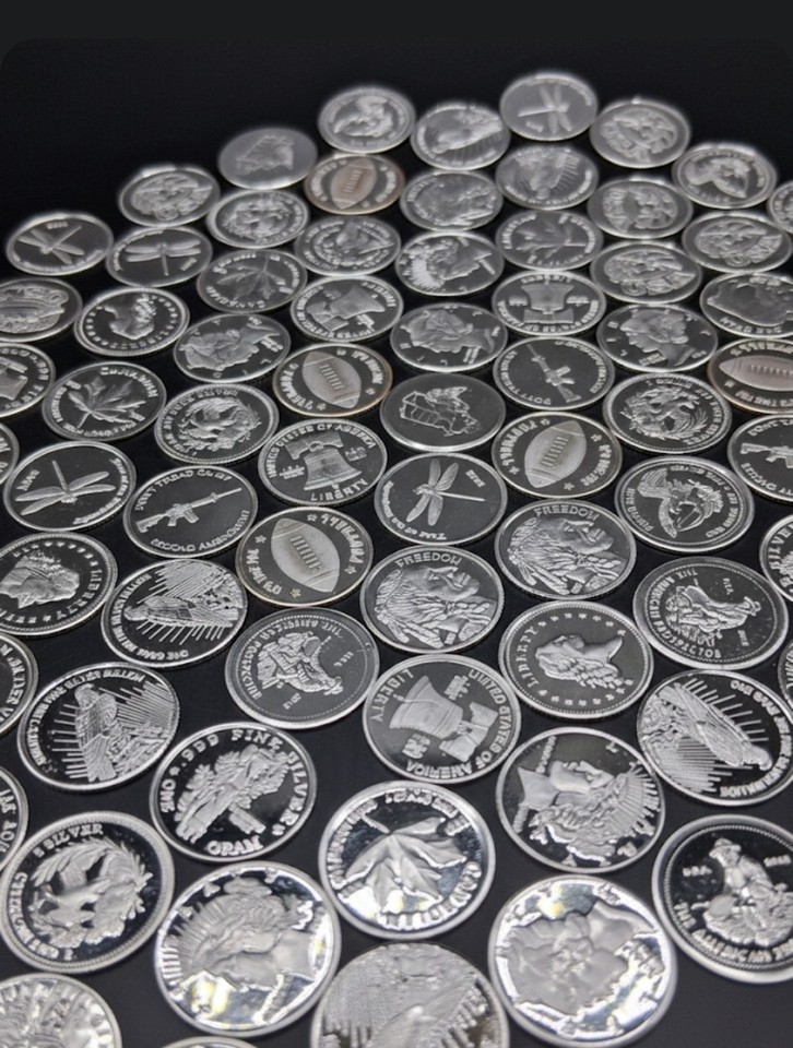 10 Piece .999 Fine Silver Bullion Lot - Mixed Estate Designs Pure ...