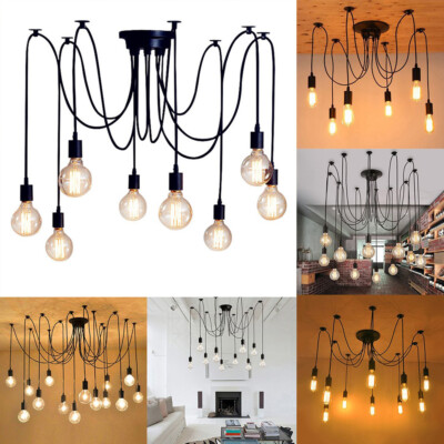 6 / 8 / 12 Way Ceiling Spider Light Fitting Industrial Chandelier Lamp ...