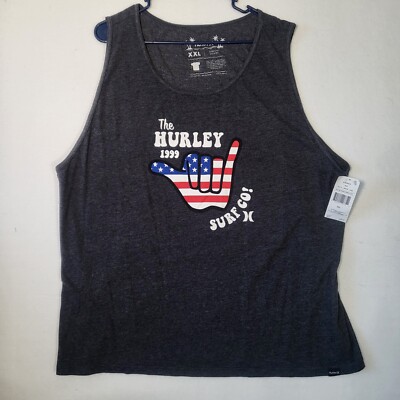 Hurley Tank Top Shirt Mens XXL dark gray USA Hang Ten Graphic New | eBay