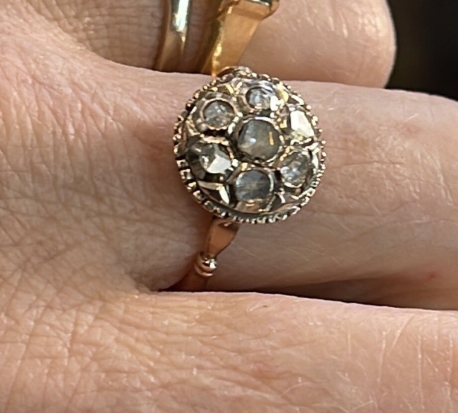 14k Antique Rose Cut Diamonds In Rose Gold Ring | eBay
