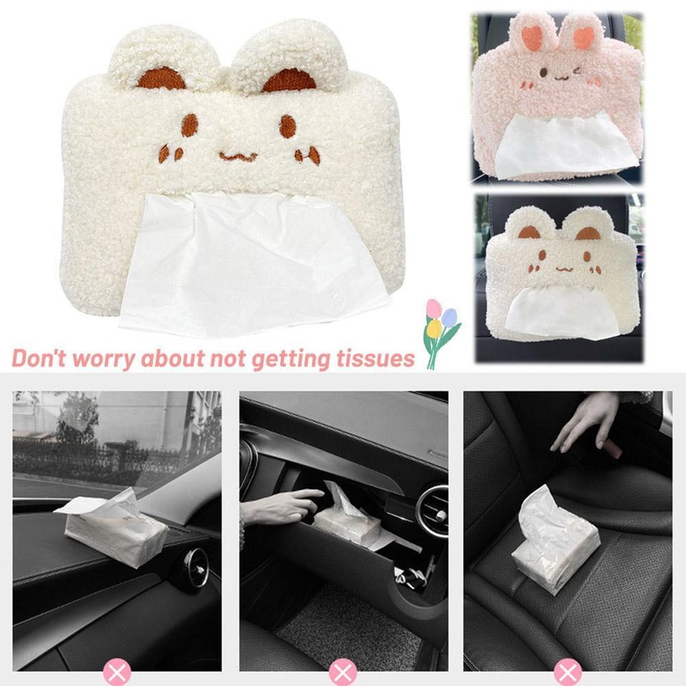 Universal Car Tissue Box Cartoon Plush Car Seat Back Tissue Storage New ...