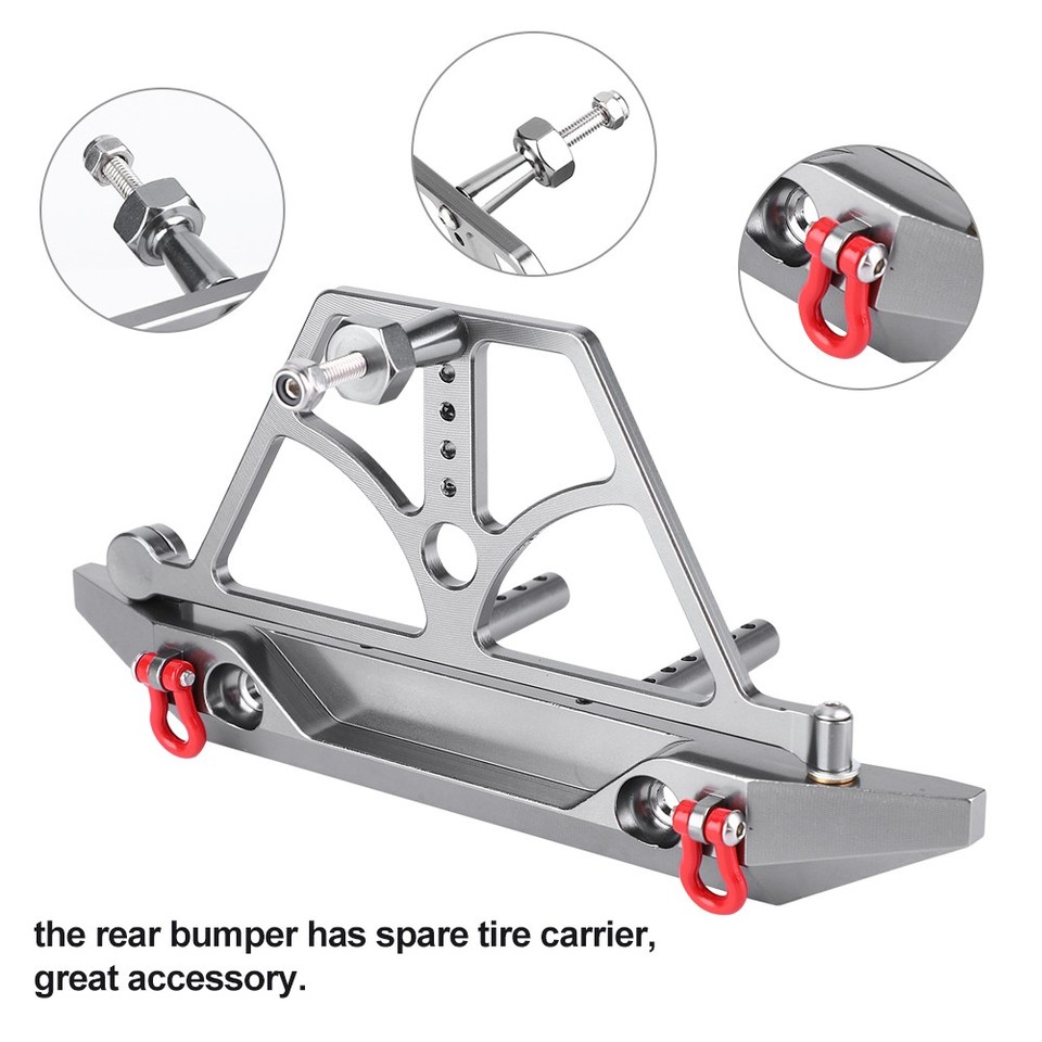 CNC Metal RC Car Front Rear Bumper With Spare Tire Carrier Fit For ...