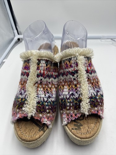 SAM EDELMAN Womens Dina 2 Bright Multi- Colored Fringe Wedge ...