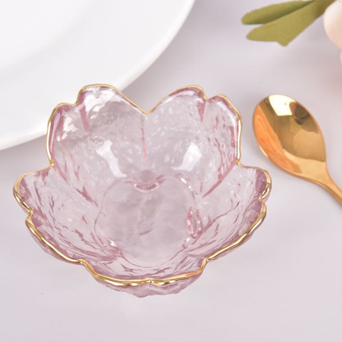 Small Glass Dish Gold Inlay Glass Sauce Bowl Seasoning Plate Fruit Sala ...