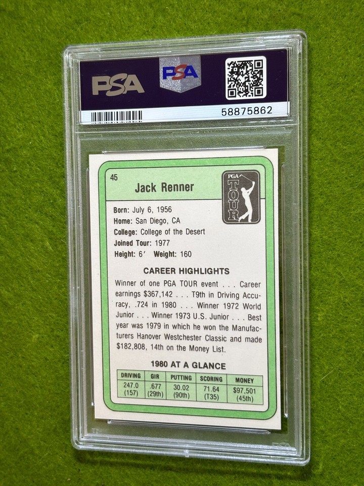 Jack Renner ROOKIE CARD PGA PSA RC 1981 Donruss Golf JACK RENNER PSA 6 ...