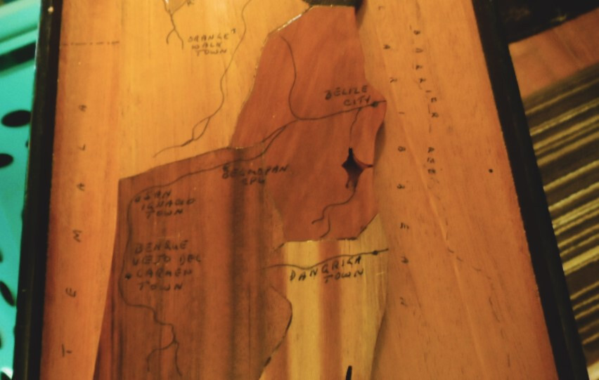 Handmade Cut Wood Map 7 named woods CARIBBEAN SEA Corozal Belize San ...