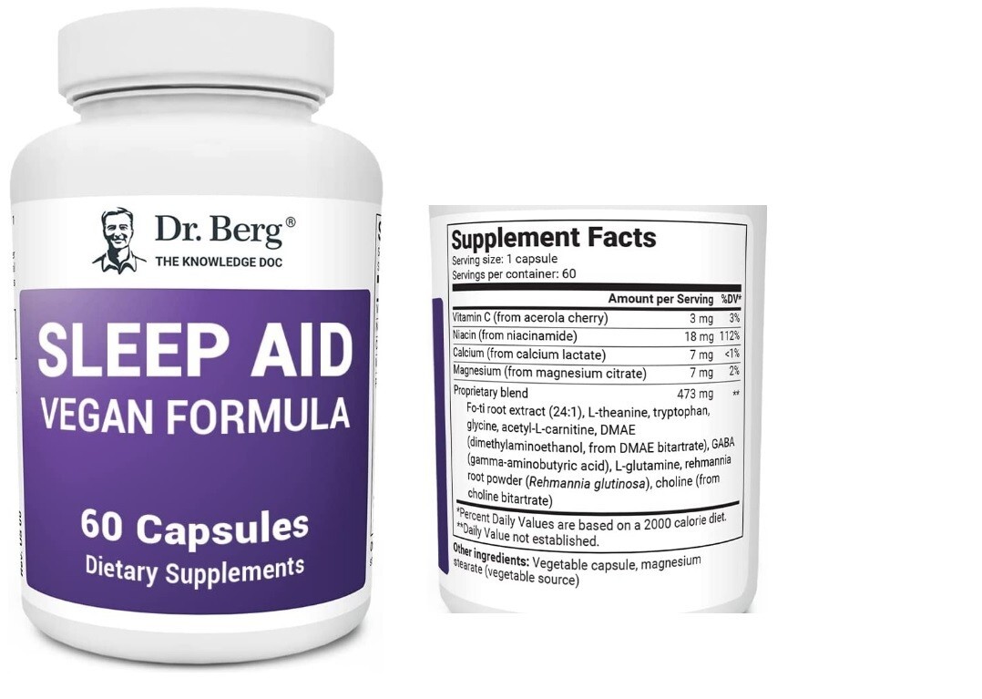 Dr Berg Sleep Aid Vegan Formula 60 Caps, For Natural Rest Support And ...