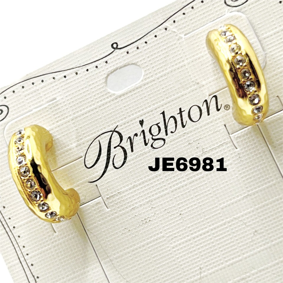 Brighton Royale Crystal Post Brushed Gold Hoop Earrings JE6981 NWT ...