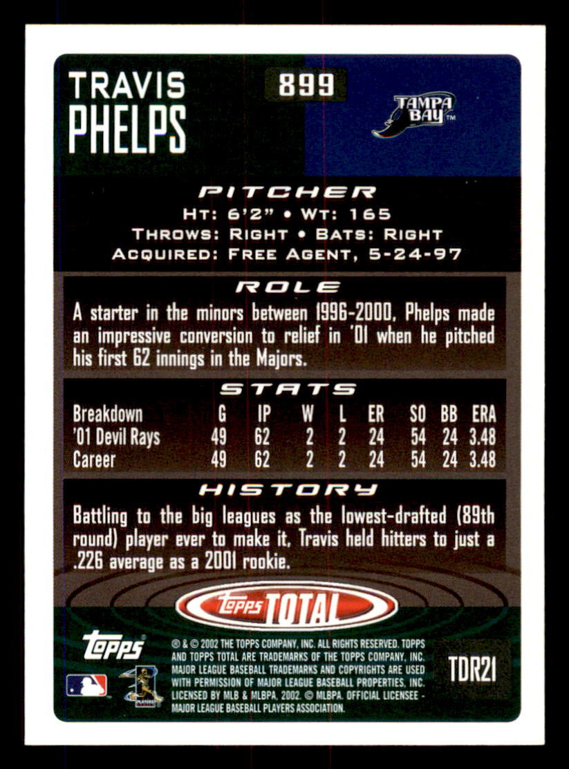 2002 Topps Total - Travis Phelps #899 for sale online | eBay