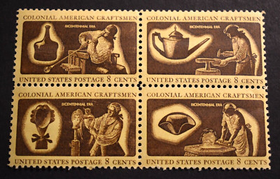 1972 US Stamps Scott# 1456-1459 Block 4 - Colonial Craftsman - MNH/VF ...