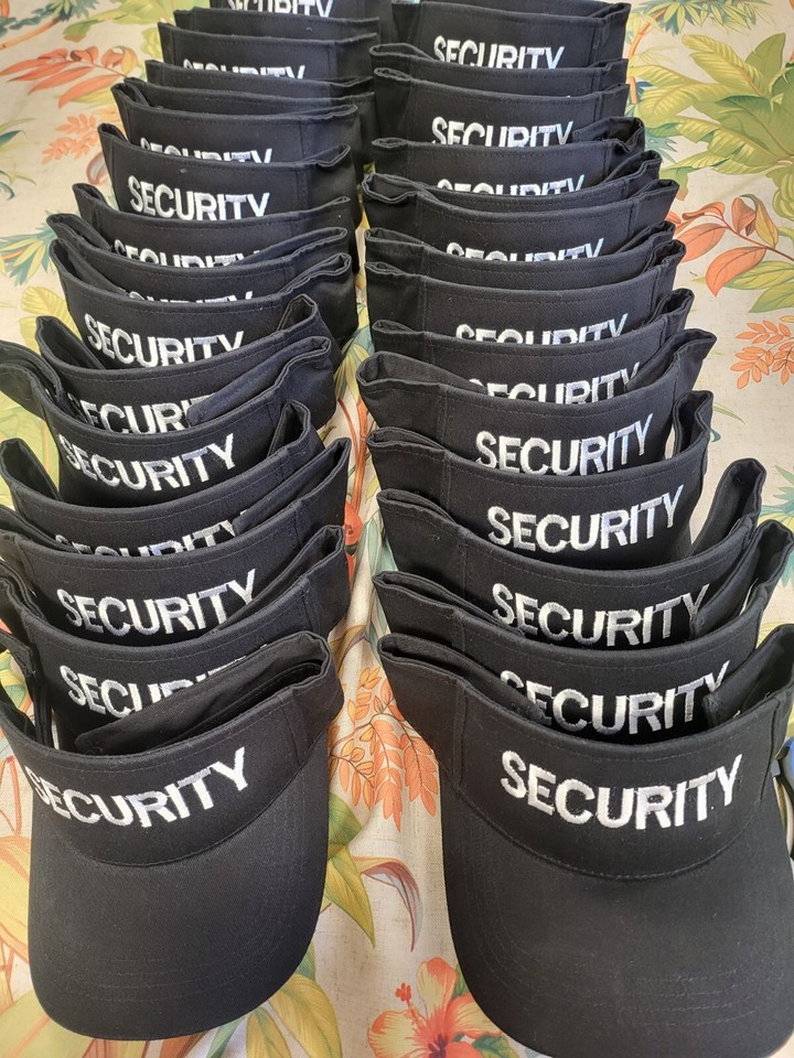 Security embroidered black sun visor cap hat / Security Sun cap ...