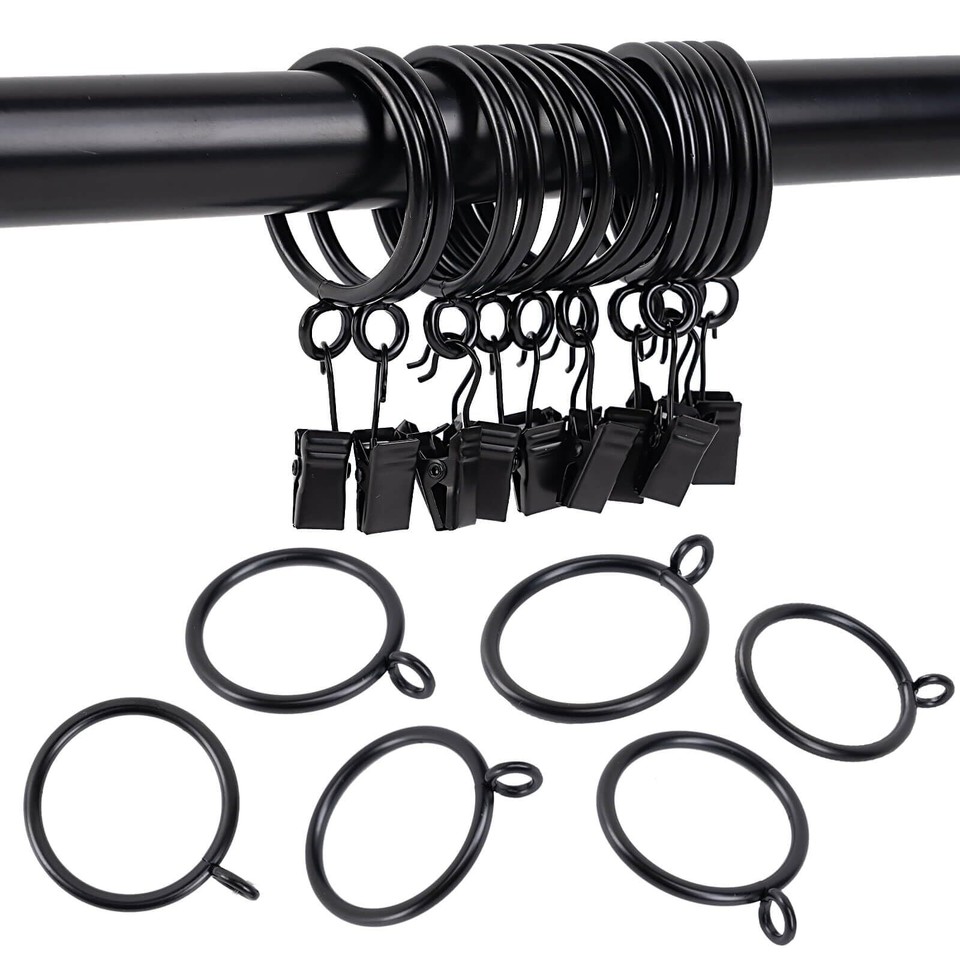 Curtain Rings with Eyelet for Curtain Rods 2 Inch Inner Diameter Metal ...