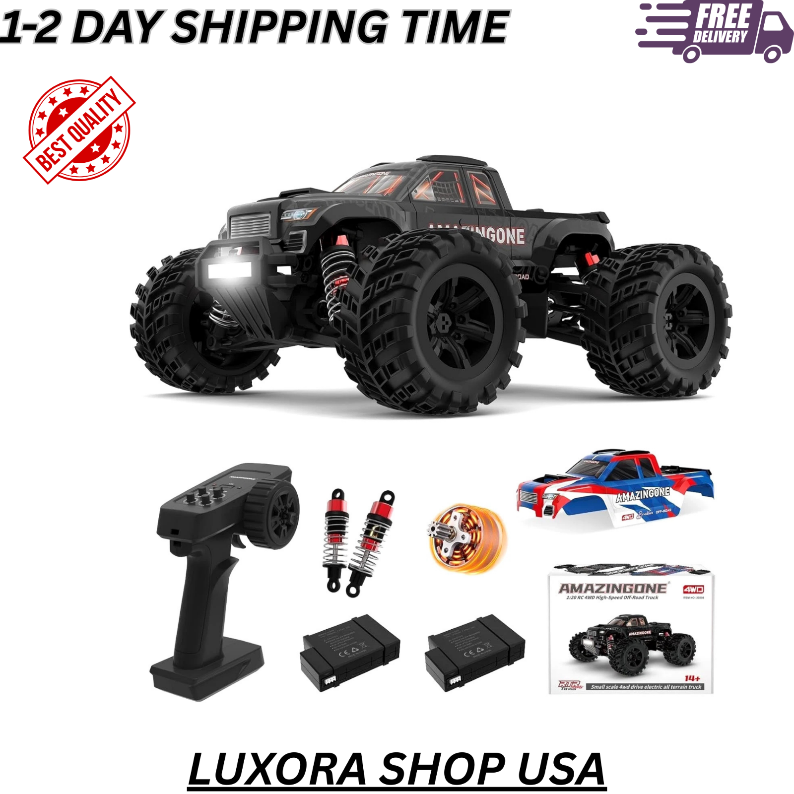 1/14 Brushless RC Cars for Adults Fast 50+ Mph, RC Trucks 4X4 Offroad ...