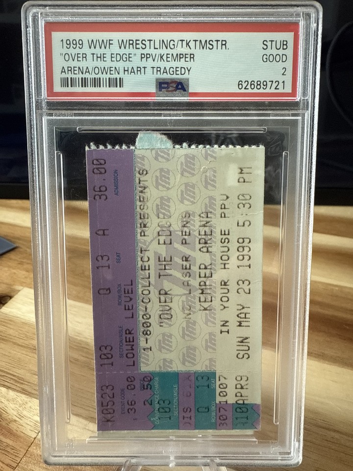 Owen Hart Tragedy WWF WWE Over The Edge PPV 1999 Kansas City Ticket PSA ...