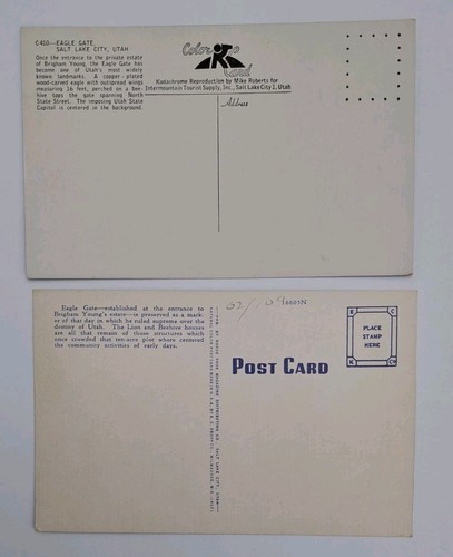 2 x Postcards Salt Lake City UT Utah Eagle Gate Capitol Building Old ...