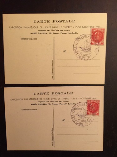 Nice French Postcard Set Of 2, 1941 Philatelic Exposition | eBay
