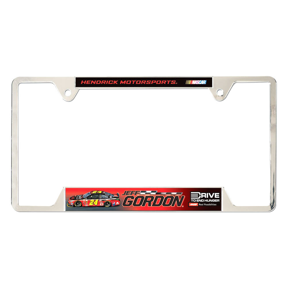 JEFF GORDON #24 DRIVE TO END HUNGER NASCAR LICENSE PLATE FRAME CHROME ...
