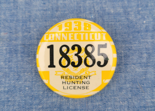 Original Vintage 1938 Connecticut Resident Hunting License Badge Button ...
