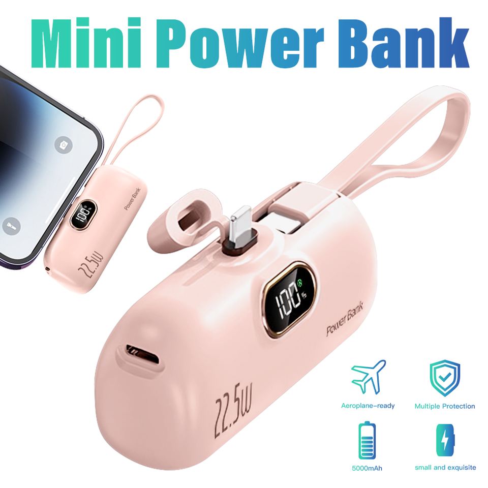 Mini Portable Charger 5000mAh Power Bank 22.5W PD Cell Phone Portable ...