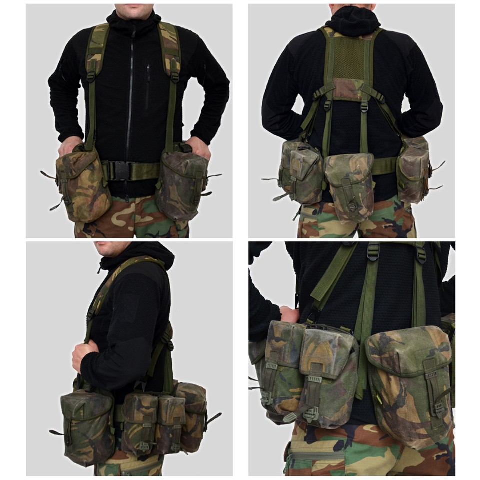 British Army CHEST RIG DPM Tactical Airborne Webbing Set Woodland PLCE ...