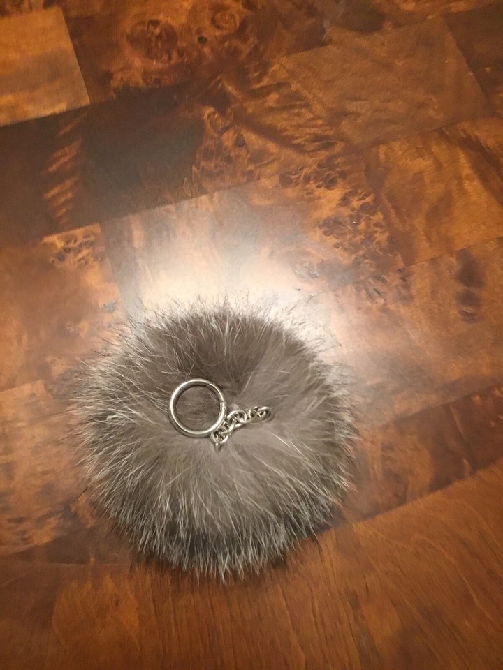 Michael Kors Grey Pom Poms Key Charm Silver Hardware NWOT | eBay