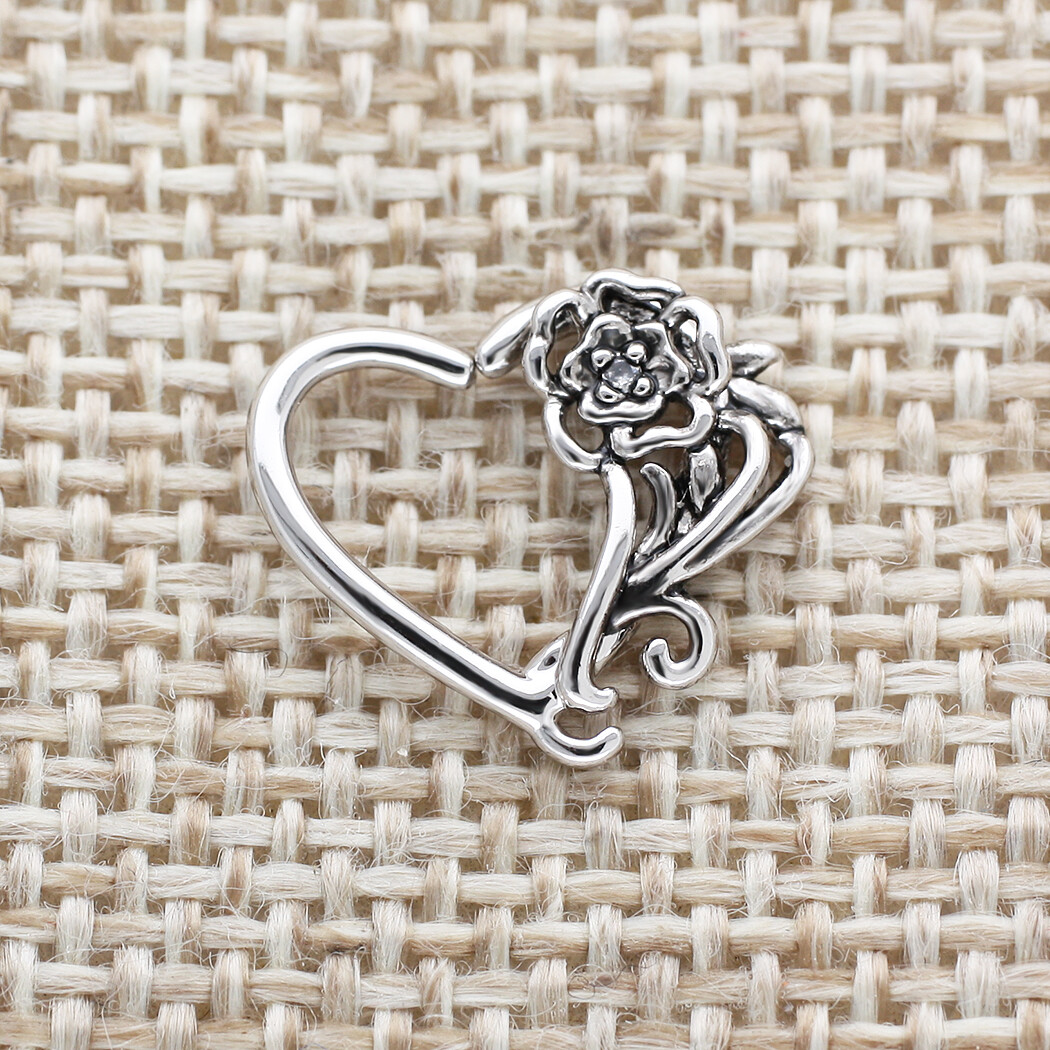 18g Flower CZ Heart Shaped Daith Tragus Snug Cartilage Piercing Earring ...
