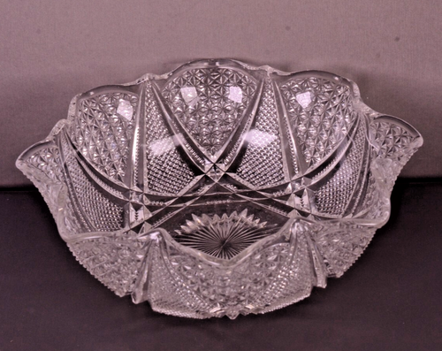 Vintage EAPG Heisey Fandango 9.5” Ruffled Rim Diamonds & Arches Glass ...