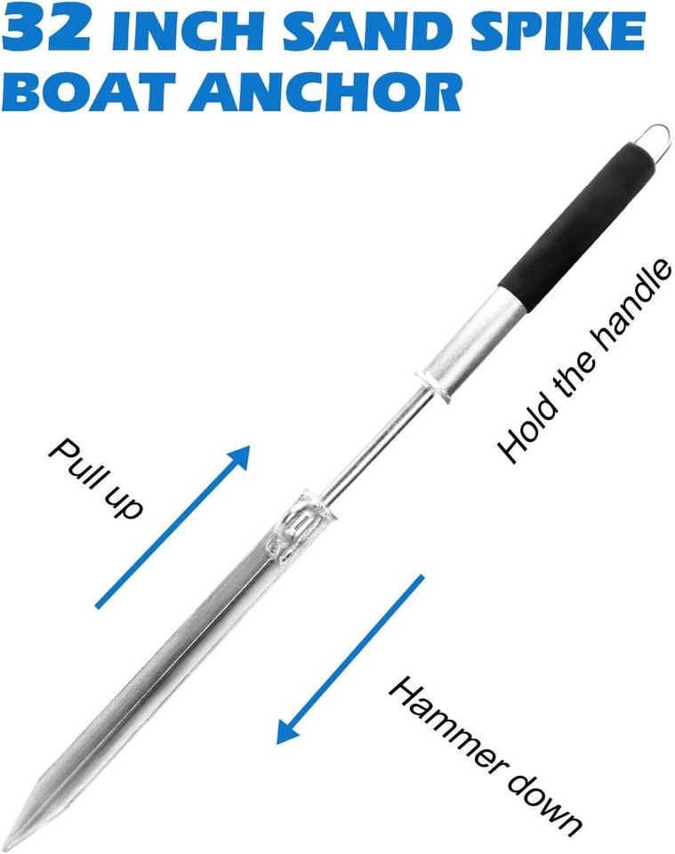 32'' Sand Spike Anchor Pole W/ Anchor Hook For Shallow Water Shore ...