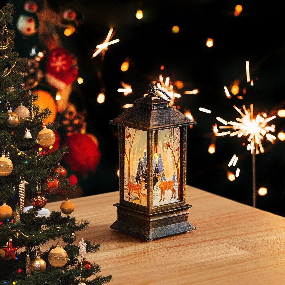 LED Christmas Light Up Lantern Flickering Candle Lamp Xmas Tree Hanging ...