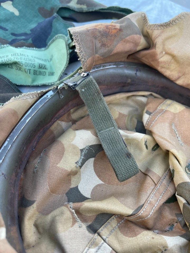 3 Piece Original US Vietnam/Korea? Era Mitchell Pattern M1 Helmet Cover ...