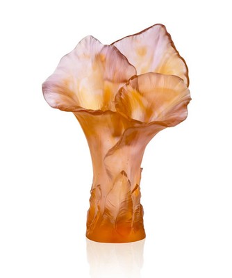 Daum Arum Magnum Vase – Amber-Pink Crystal – Large Designer Art Glass ...