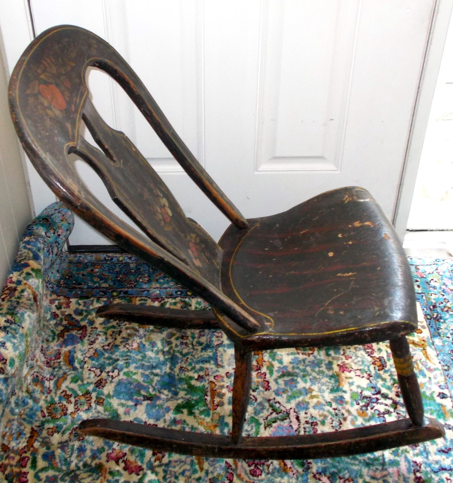 RARE 19th c Original HITCHCOCK ROCKER Rocking Chair FEDERAL AMERICANA ...
